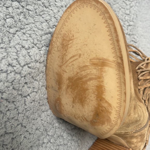 Ivanka Trump | Shoes | Ivanka Trump Stacked Heel Suede Fringe Bootie ...